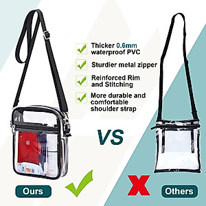 Bitjoy Clear Bag Stadium Approved Purse Transparent Plastic Crossbody Concert Bags for Women Men - See Through PVC Purse for Sports Events Amusement Park