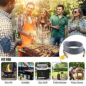 LGQIEM 15FT Natural Gas Hose - Natural Gas Hose Conversion Kit 3/8"-18NPT quick Disconnect Extra 3/8" Female Flare Easy to Connect Suitable for Gas Grills, Fire Pit, Portable Generator, Patio Heater