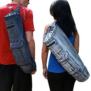 AURORAE Extra Large Yoga Mat Denim Bag for Men and Woman; Also used for Fitness, Pilates, Aerobic workout, Travel mats for people on the Go