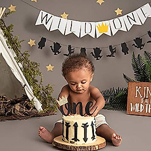 Wild one cake topper for birthday - 1st Birthday Cake with Flag. Birthday Party Cake Decorations.Baby shower photo props