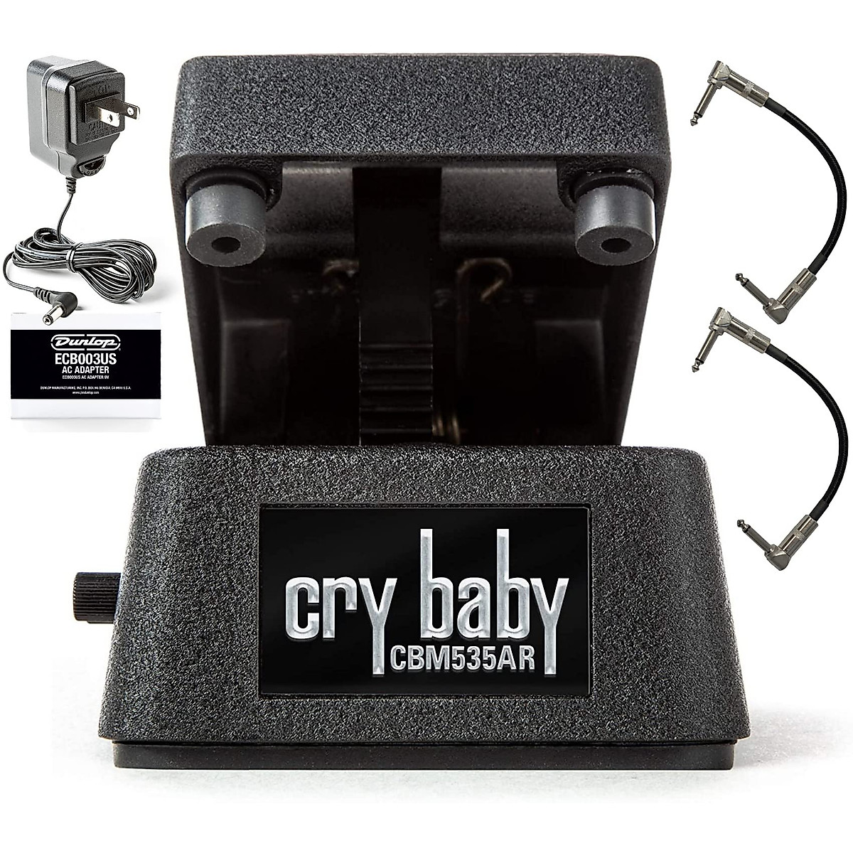 Briskdrop Dunlop CBM535AR Cry Baby Q Mini Auto-Return Wah Pedal Bundle with Dunlop ECB003 Power Supply and Patch Cables,CBM535ARbundle
