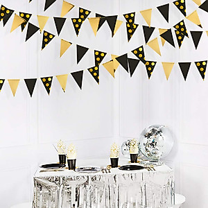 30Ft Rose Gold Polka Dot Pennant Banner Paper Circle Dot Triangle Flag Bunting Garland Streamer for Wedding Baby Bridal Shower Birthday Bachelorette Engagement Christmas Holiday Xmas Party Decorations