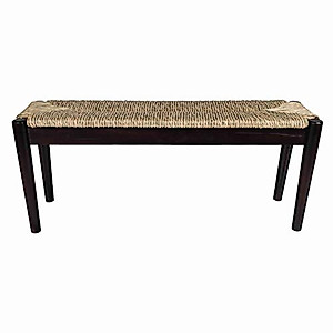 Collective Design Indoor/Outdoor Seagrass, Black Finish Frame Bench