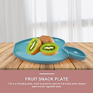 Luxshiny Serving Dishes Dumpling Plate with Sauce Compartment - Shaped Japanese Sushi Plate Chips and Salsa Plate Snack Platter Serving Tray for Home Restaurant Cyan Serving Platter