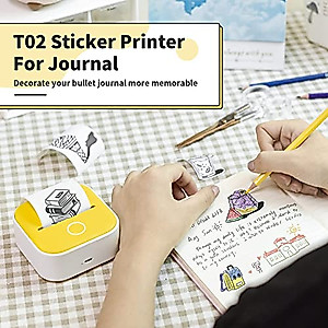 T02 Mini Printer Sticker Maker - Portable Pocket Thermal Instant Photo Printer - T02 Sticker Maker Machine Mini Printer, Wireless Receipt Label Maker Printer for Sticky Scrapbook, Label