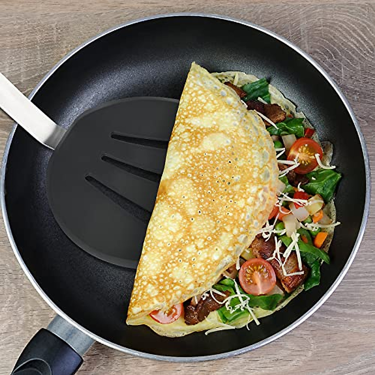 Elyum Silicone Spatula 4 Pack Spatula Set Heat Resistant Kitchen Utensils Set Flexible Silicone Turner Rubber Spatula for Nonstick Cookware for Flipping Eggs, Steak, Fish and More, Black