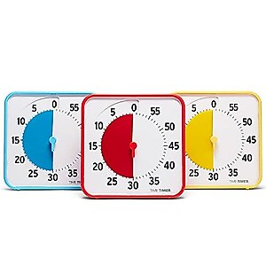 Time Timer 8 Inch Learning Center Classroom Set — 60 Minute Visual Timer for Kids with Dry Erase Activity Cards for Kids Classroom, Learning Centers and Teachers Desk Clock, Primary (3-Pack)