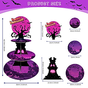 Damanse Halloween Cupcake Stand,3 Tier Cardboard Cupcake Stand Dessert Holder Tower for Halloween Decorations, Halloween Birthday Party Supplies Haunted Decor for Kids (Halloween)