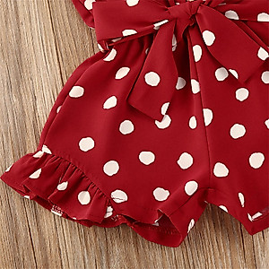 Rtnnsbbfcm Toddler Girl Romper Outfit Short Sleeveless Leopard Jumpsuit Playsuit One-Piece Baby Girl Summer Clothes (Dots Red, 1-2T)