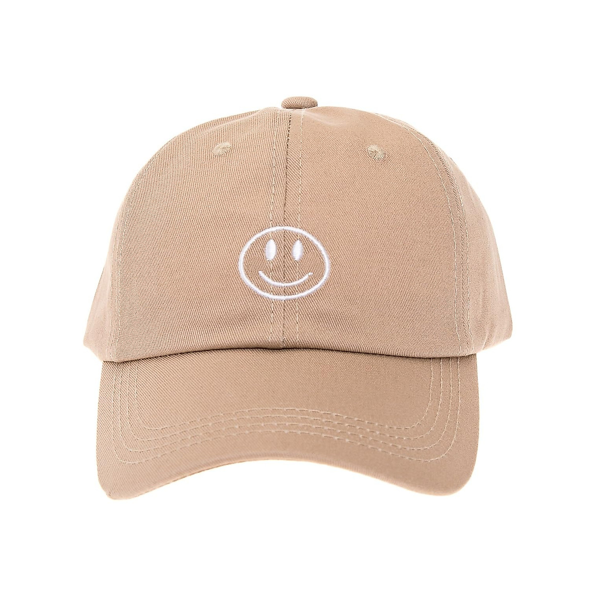 ARVORES Embroidered Baseball Cap Hat - Adjustable Cute Unisex Trucker Dad Hats for Women Men (Smiley Face_Khaki)