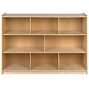 Flash Furniture Wooden 8 Section School Classroom Storage Cabinet for Commercial or Home Use - Safe, Kid Friendly Design - 36" H (Natural)