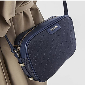 TOUS Navy Blue Synthetic Leather Crossbody Bag for Women, 7x23x16 cm, Script Collection