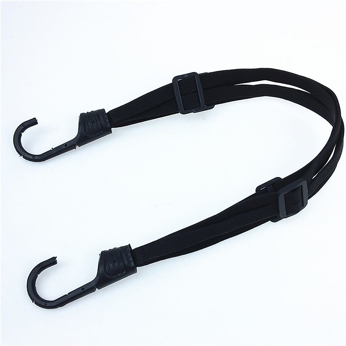 2 PCS Universal Motorcycle Helmet Luggage Rope 60cm Motorcycle Bungee Cord Bandage Retractable Elastic Strap with 2 Hooks, Black