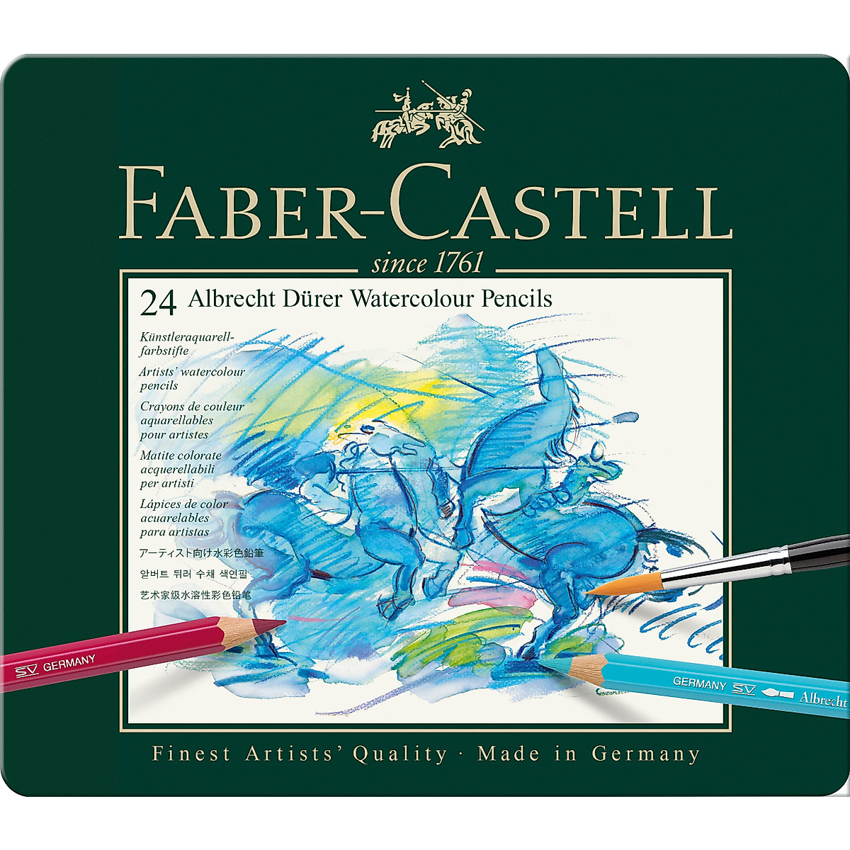 Faber-Castel FC117524 Albrecht Durer Artist Watercolor Pencils In A Tin (24 Pack), Assorted