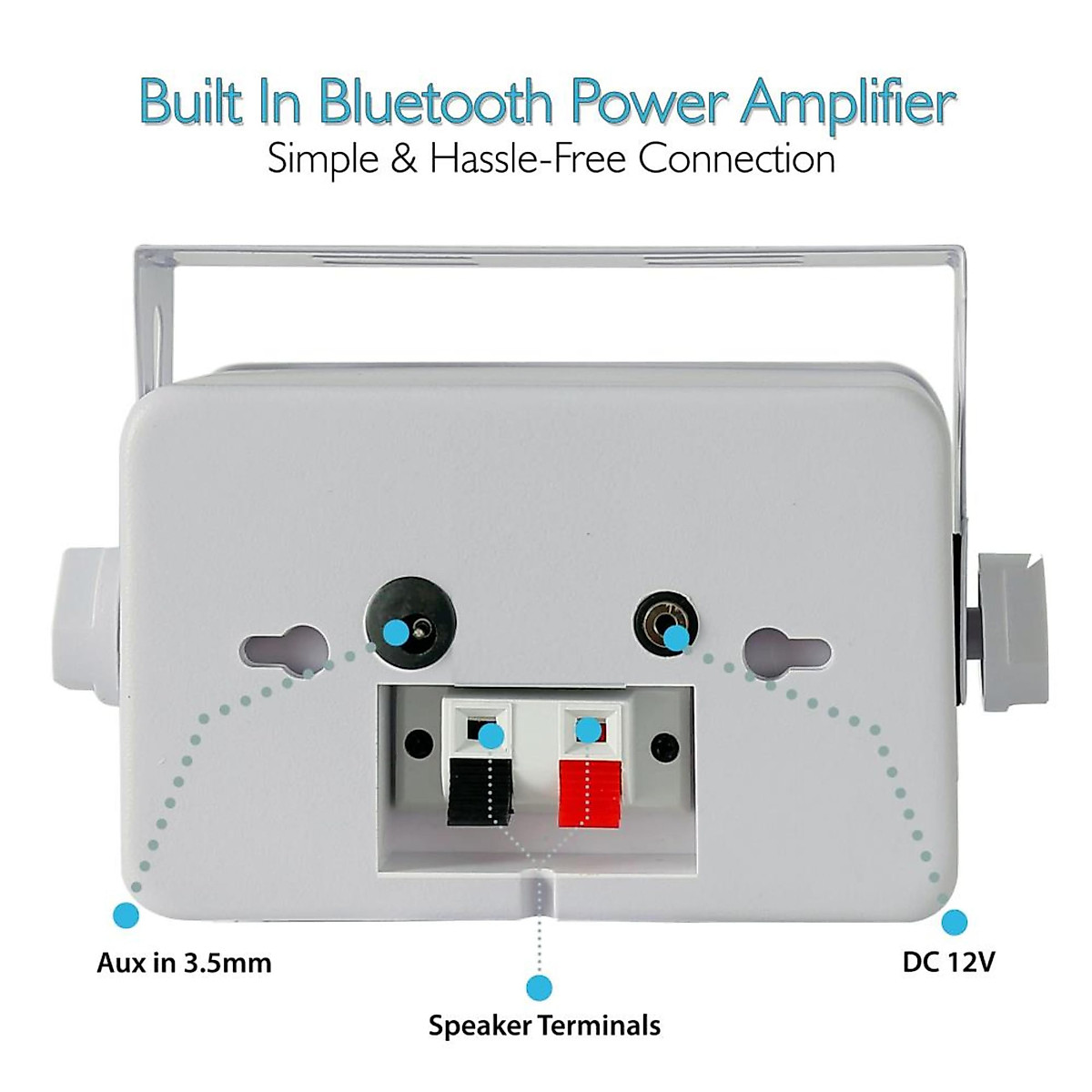 Pyle Outdoor Waterproof Wireless Bluetooth Speaker - 3.5 Inch Pair 3-way Active Passive Weatherproof Wall, Ceiling Mount Dual Speakers System w/ Heavy Duty Grill, Patio, Indoor Use -PDWR42WBT (White)