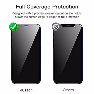 JETech Full Coverage Screen Protector for iPhone 12/12 Pro 6.1-Inch, 9H Tempered Glass Film Case-Friendly, HD Clear, 3-Pack