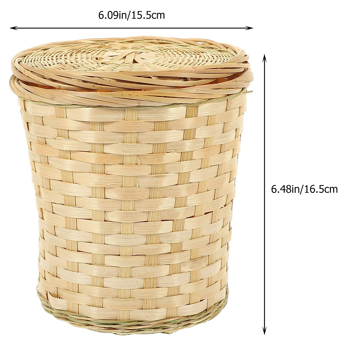 CALLARON Wicker Trash Can with Lid Rattan Trash Can Wastebasket Garbage Container Bin Egg Basket Plant Pots for Bedroom Living Room Bathroom Basket for Dry and Organic Waste