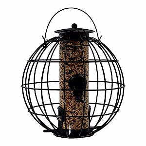 Backyard Essentials Orb Caged Seed Feeder for Wild Birds, Petite Orb Caged Seed Feeder for Outdoors