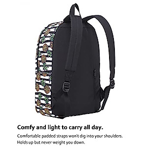 HotStyle TRENDYMAX Backpack for School Girls & Boys, Durable and Cute Bookbag with 7 Roomy Pockets, Pineapple&Stripe