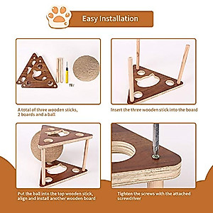AGYM Cat Scratcher Toy, Natural Sisal Cat Scratching Ball, Cat Scratcher Toy with Ball, Scratching Ball for Cats and Kittens, Interactive Solid Wood Scratcher Pet Toy, Diameter 6.5 Inch