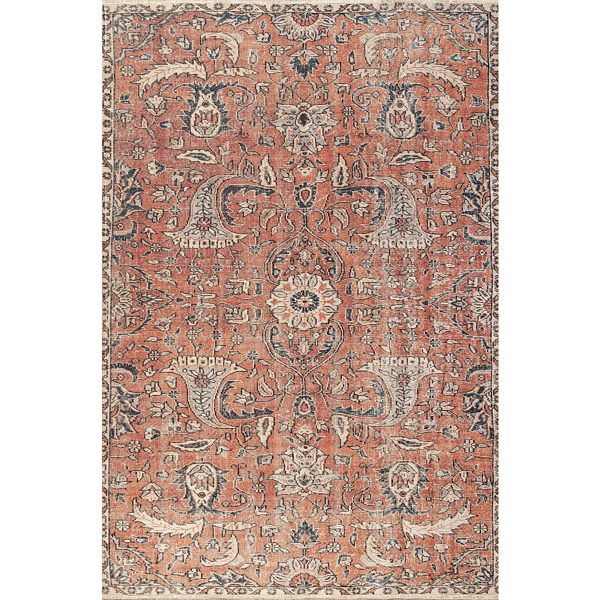 nuLOOM Sariyah Printed Floral Machine Washable Area Rug, 5x8, Rust