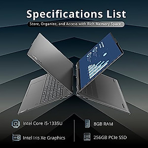 Lenovo Yoga 7i 16" WUXGA 2-in-1 Touchscreen Laptop, Intel Core i5-1335U, 8GB LPDDR5 RAM, 256GB SSD, Backlit Keyboard, Fingerprint Reader, Intel Iris Xe, FHD Webcam, Grey, Win 11, 32GB USB Card