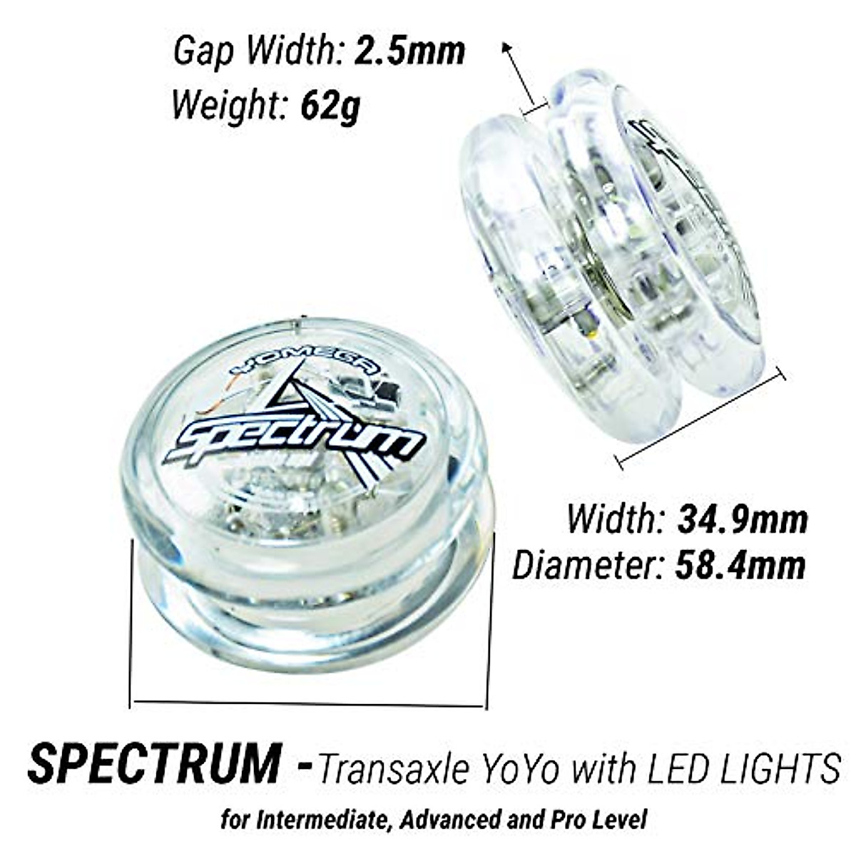 Yomega 2 Legendary Spinners The Original Yoyo with A Brain & Spectrum Light up Fireball Transaxle YoYo with LED Lights for Kids, Beginner, Intermediate and Pro Level String Trick Play (Brain-Spectrum)