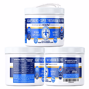 MEDii Pet Mushrooms for Dogs. 7 Types of Dog Mushrooms: Immunity, GI Health, Joints. Metabolism Booster. Can Improve Dog Health Holisitically - 125 Mini Hearts. Natural nutrients for All Dogs.