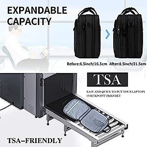 VANKEAN Laptop Briefcase for Women Men Fashion, TSA Friendly Expandable 17 Inch Laptop Bag, Waterproof Computer Bag with RFID Pocket, Work Bag for Women Messenger Bags, Business/Travel/College, Black