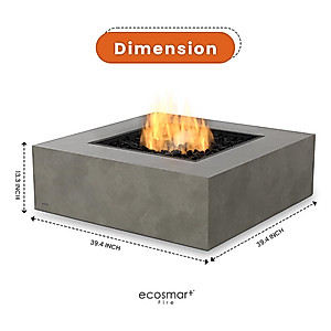 Eco Smart | Base 40 Fire Pit Table | Natural Color | Stainless Steel Gas Burner | Elegant Curved Design with Versatile Wide Lip | Complements Any Decor and Setting