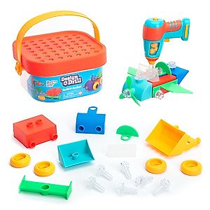Educational Insights Design & Drill Build-It Bucket with Electric Drill Toy, 41 Pieces, Preschool STEM Toy, Gifts For Boys & Girls, Ages 3+