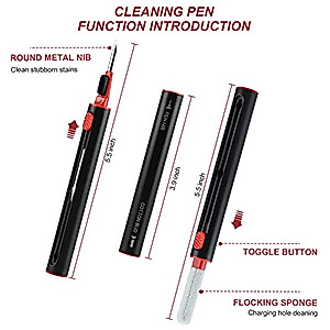 Nertpow Cleaner Kit for Airpods Earbuds Cleaning Pen Bluetooth Headphone Case Cleaning Tool Airpods Pro 1 2 3 iPhone Camera Etc Ear Wax Cleaner(Black)