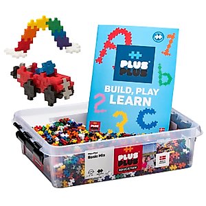 PLUS PLUS Plus-Plus - Open Play Set - 3,600 Piece in Storage Tub - Basic Color Mix - Construction Building Stem Toy, Interlocking Mini Puzzle Blocks for Kids, Assorted, 100