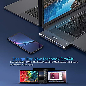 USB C Adapter for MacBook Pro/Air M1 M2 2021 2020 2019 2018,MOKiN USB C Hub MacBook Pro Accessories with 3 USB 3.0 Ports,USB C to SD/TF Card Reader and 100W Thunderbolt 3 PD Port