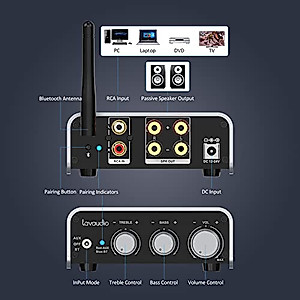 Lavaudio DS300 Bluetooth 5.1 Amplifier Receiver Home Stereo System Components - Mini Hi-Fi Class D Integrated Amp 2 Channel 100W×2 for Home Theater Audio