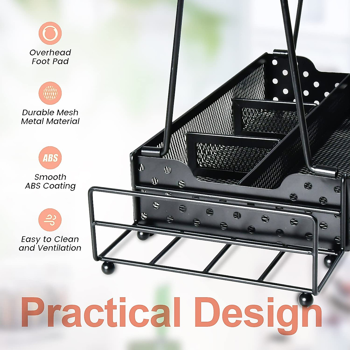 Utensil Caddy for Countertop, BBQ Silverware Caddy Condiment Caddy, Picnic Flatware caddy with Handle and Utensil Cutlery Holder for Grilling, Utensil Cutlery Caddy for Camping, Kitchen(Black)