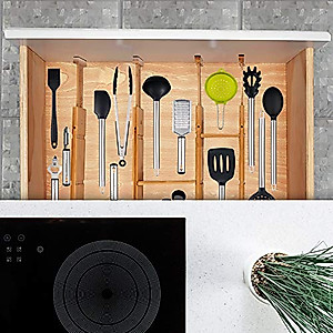 Adjustable Bamboo Drawer Dividers with Inserts and Liner -Spring Loaded Organizer-Expandable Organizers for Kitchen Utensils in Drawers for Deep Large Dresser for Clothes-Wood Draw Divider Separators