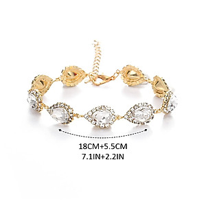 Unicra Bride Crystal Necklace Earrings Bracelet Set Bridal Wedding Jewelry Sets Rhinestone Prom Costume Jewelry Set for Women and Brides (D-3 Pack Gold Necklace Bracelet Earrings)