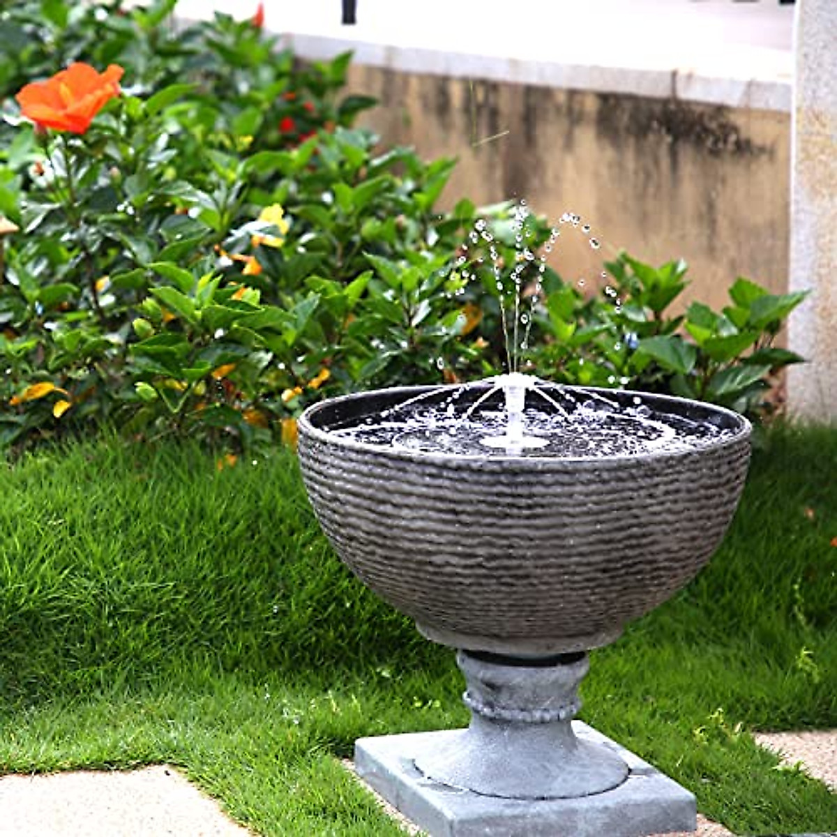 AISITIN 5.5W LED Solar Fountain Pump with LED Light, New Upgraded 3000mAh Storage Battery with 16 Nozzles Solar Bird Bath Fountains for Garden, Bird Bath, Pond, Swimming Pool