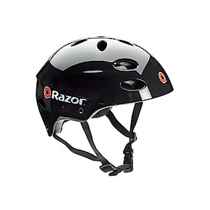 Razor E100 Kids Ride On 24V Motorized Powered Electric Scooter Toy, Speeds up to 10 MPH with Helmet and Safety Elbow Knee Pad Set, Black