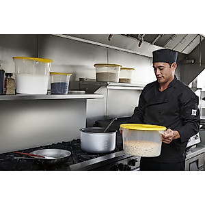 Rubbermaid Commercial Products Plastic Round Food Storage Container with Handle, 6 Quart, Clear, High Temperature Range Food Organization for Wet/Dry Food in Kitchen/Restaurants/Cafeteria, Pack of 12