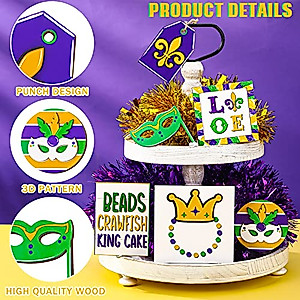 6 Pieces Wood Mardi Gras Decorations Mardi Gras Tiered Tray Decor Mardi Gras Home Decor Mardi Gras Home Decor Table Wooden Sign Carnival Table Sign for Masquerade Party Holiday Kitchen Centerpiece