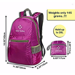 Mistera 20L Foldable Lightweight Small Backpack Hiking breathable Daypack, Compact , Outdoor Camping, Green, Small