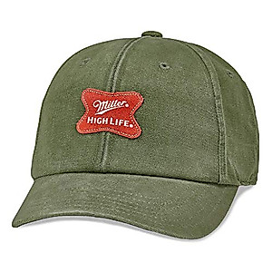 AMERICAN NEEDLE Miller High Life Beer Baseball Hat, Jasper Collection, Light Olive (MILLER-2005B-LOLI)