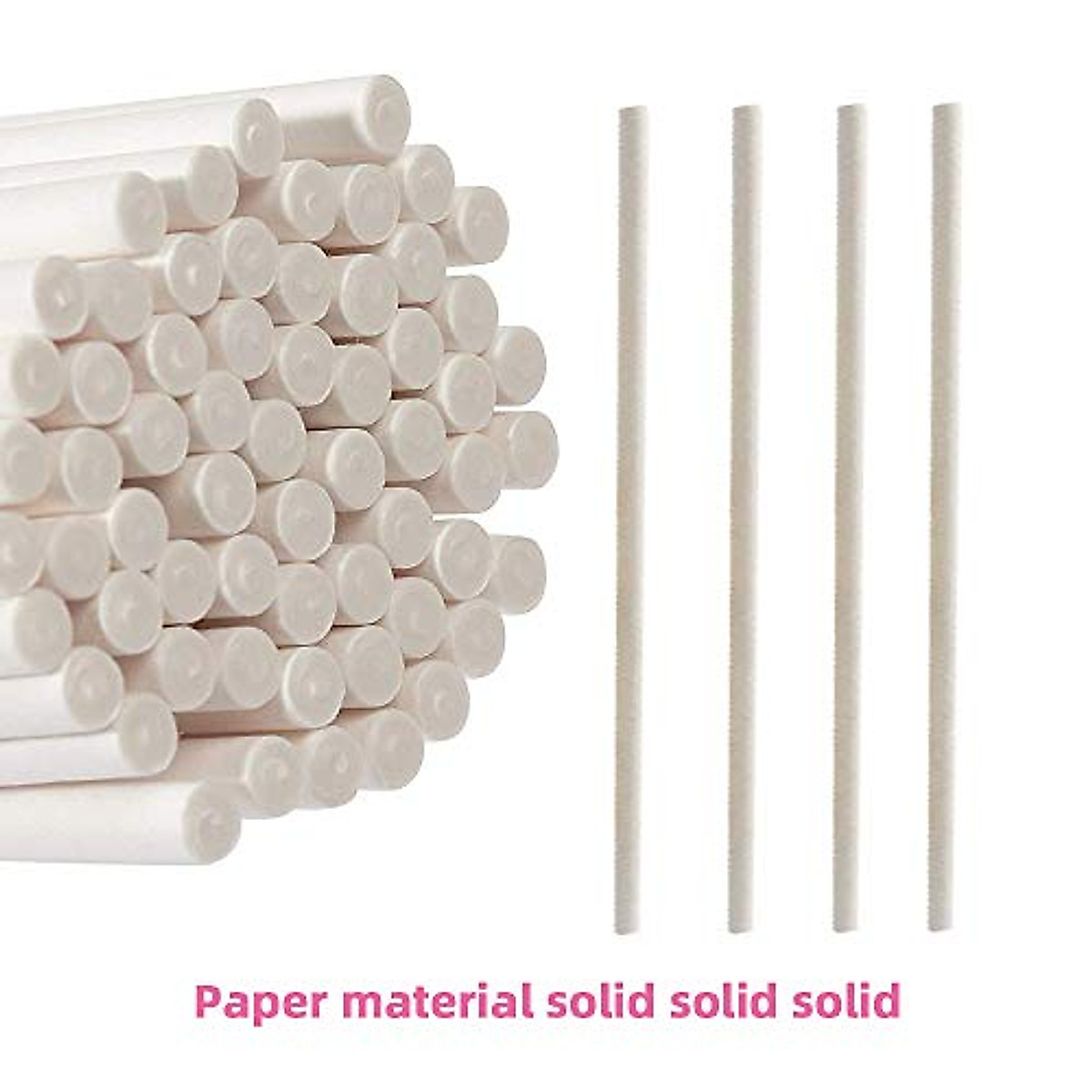 Lollipop Sticks, 200PCS White Paper Lollipop Sticks 6 Inch Lollipop Treat Sticks Sucker Stick for Chocolate,Cake Topper,Rainbow Candy, Cake Pops(3.5mm)