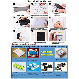 VALKEM 24 Frames Large Multi Picture Photo Frames Wall Set Simple Black White Photo Frame Wall Set Modern Blue Mediterranean Photo Wall Wall Gallery Kit Red Pink Photo Collage Frame (Color : White an