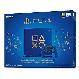 Playstation 4 Slim 2TB SSD Limited Edition Days of Play Blue Console with Controller Bundle Enhanced with Fast Solid State Drive (Renewed)