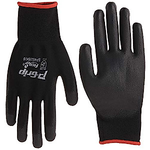 Liberty P-Grip Ultra-Thin Polyurethane Palm Coated Glove with 13-Gauge Nylon/Polyester Shell, Small, Black (Pack of 12)