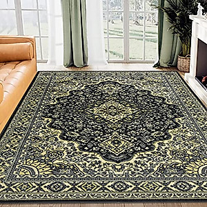 WESTLOOM 8x10 Indoor Living Room Bedroom Large Area Rug Medallion Collection Area Rug Non-Shedding Oriental Traditional Area Rug, Grey