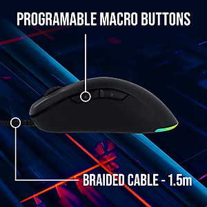 VisionTek OCPC MR44 Wired Gaming Mouse, RGB, 16000 DPI, PixArt 3389 Sensor, Programmable Macro Buttons for Windows and Mac - 901541